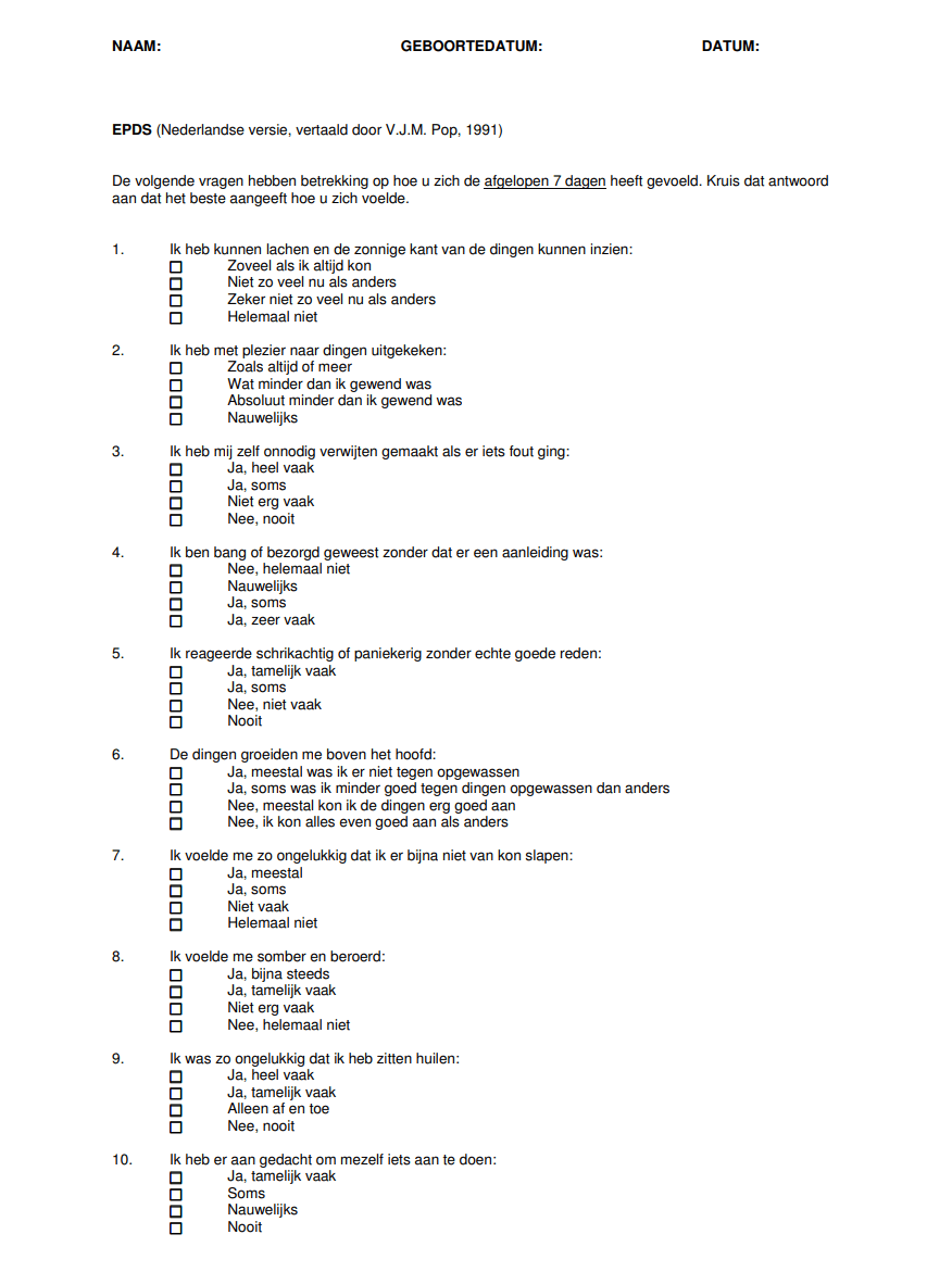 Edinburgh Postnatal Depression Scale Edinburgh Postnatal Depression Scale